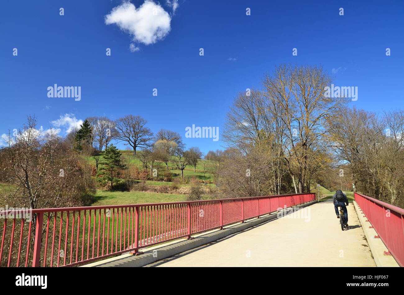 bridge, biker, spring, gateway, cycle track, cycling, bridge, biker ...