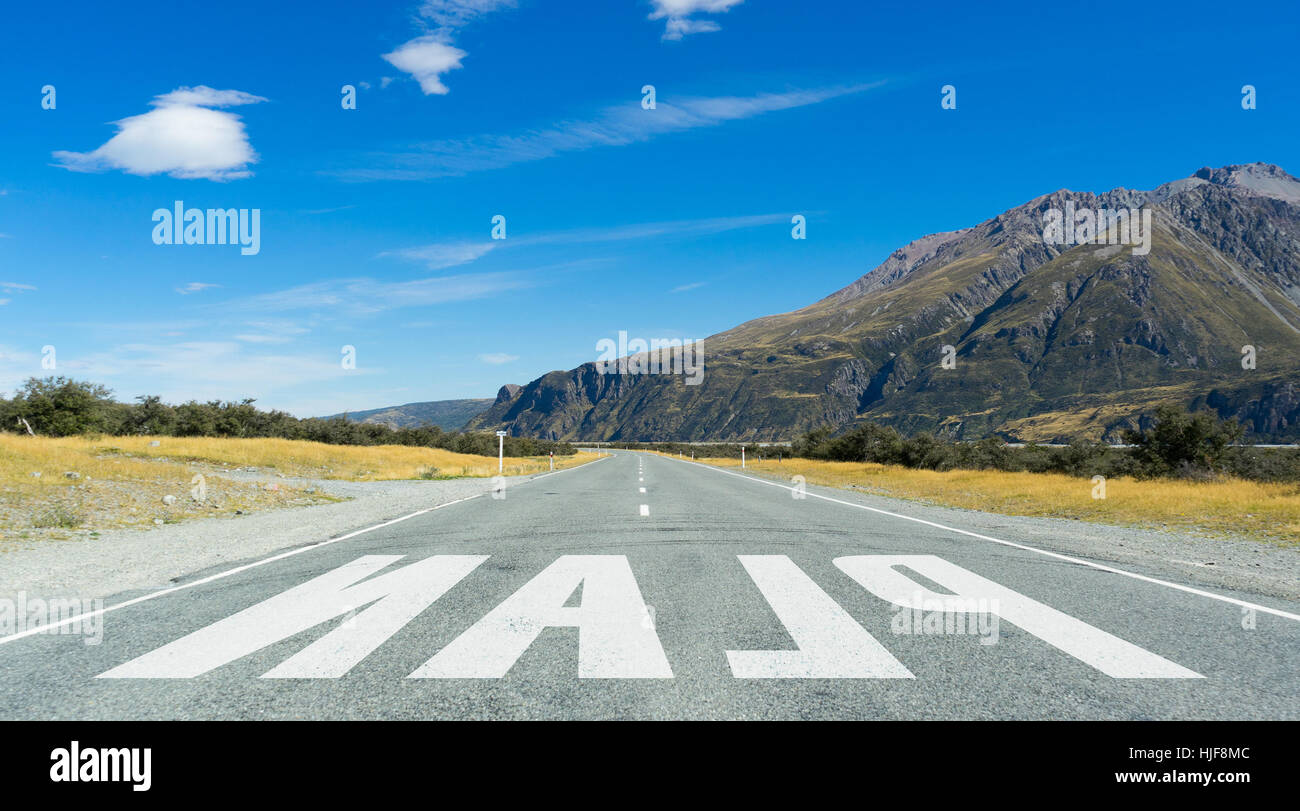 Conceptual image with word plan on asphalt road hi-res stock ...