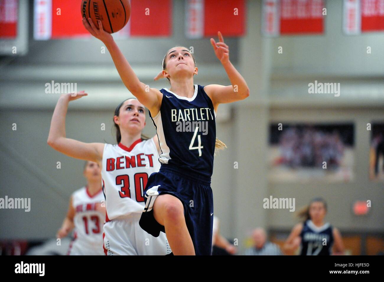 Player focused on her target as she went in for layup during a high ...