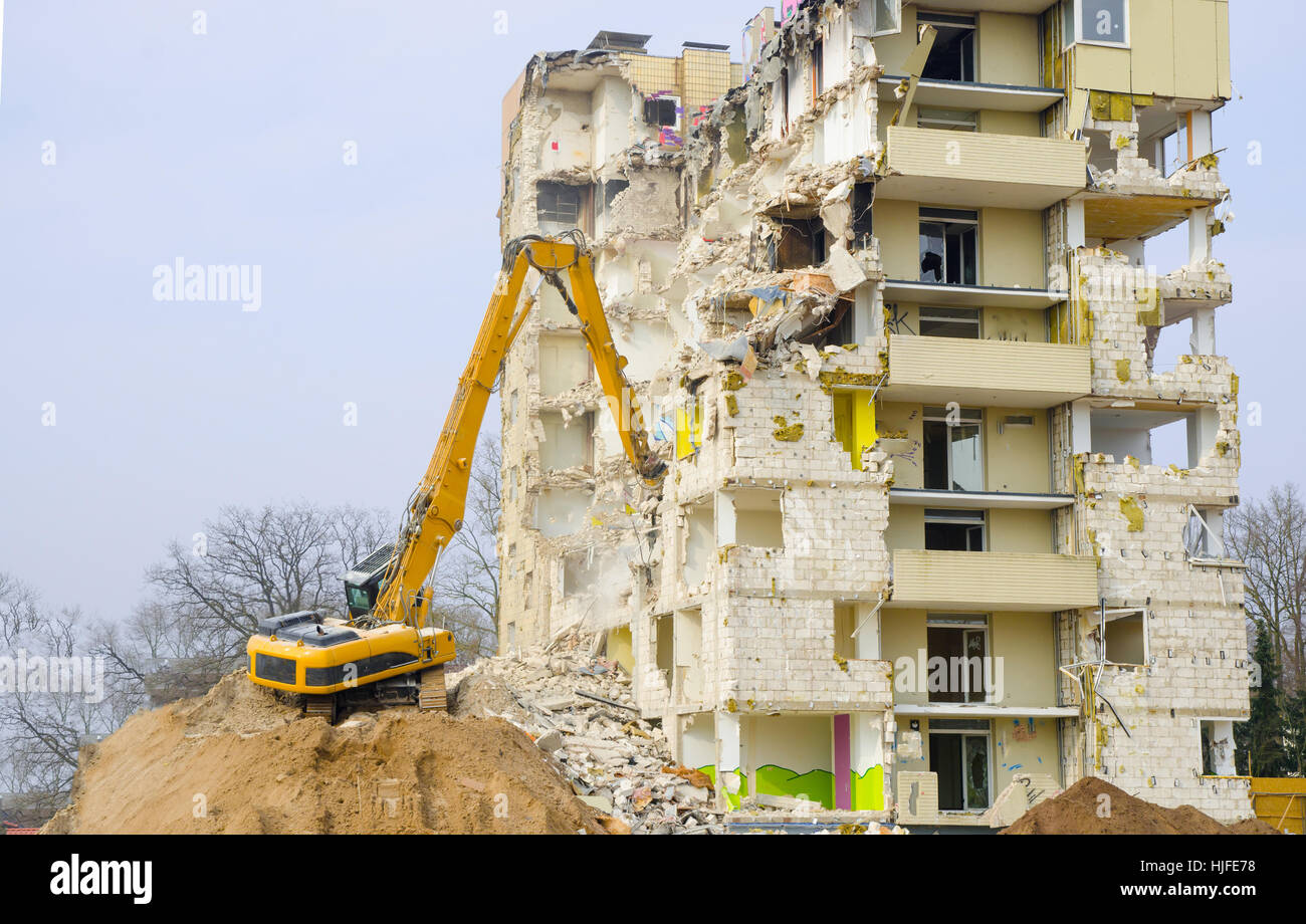 block of flats demolition Stock Photo - Alamy