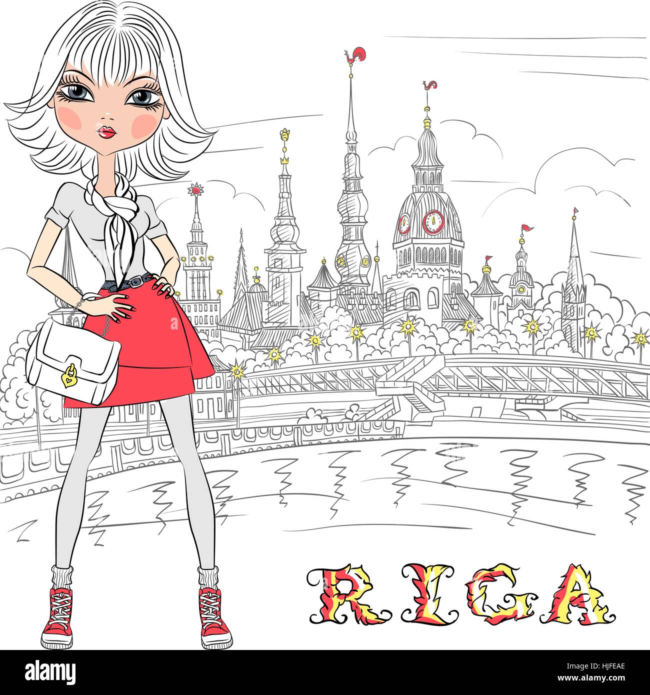 Caucasian woman girl in Stock Vector Images - Alamy