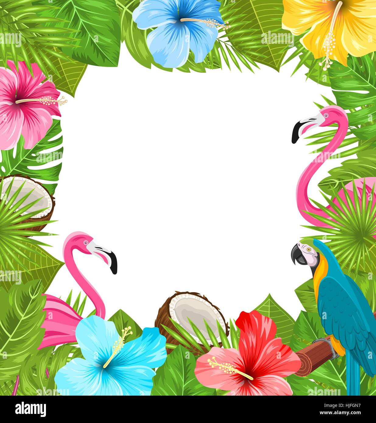 Tropical Frame Made in Beautiful Plants Stock Vector Image & Art - Alamy