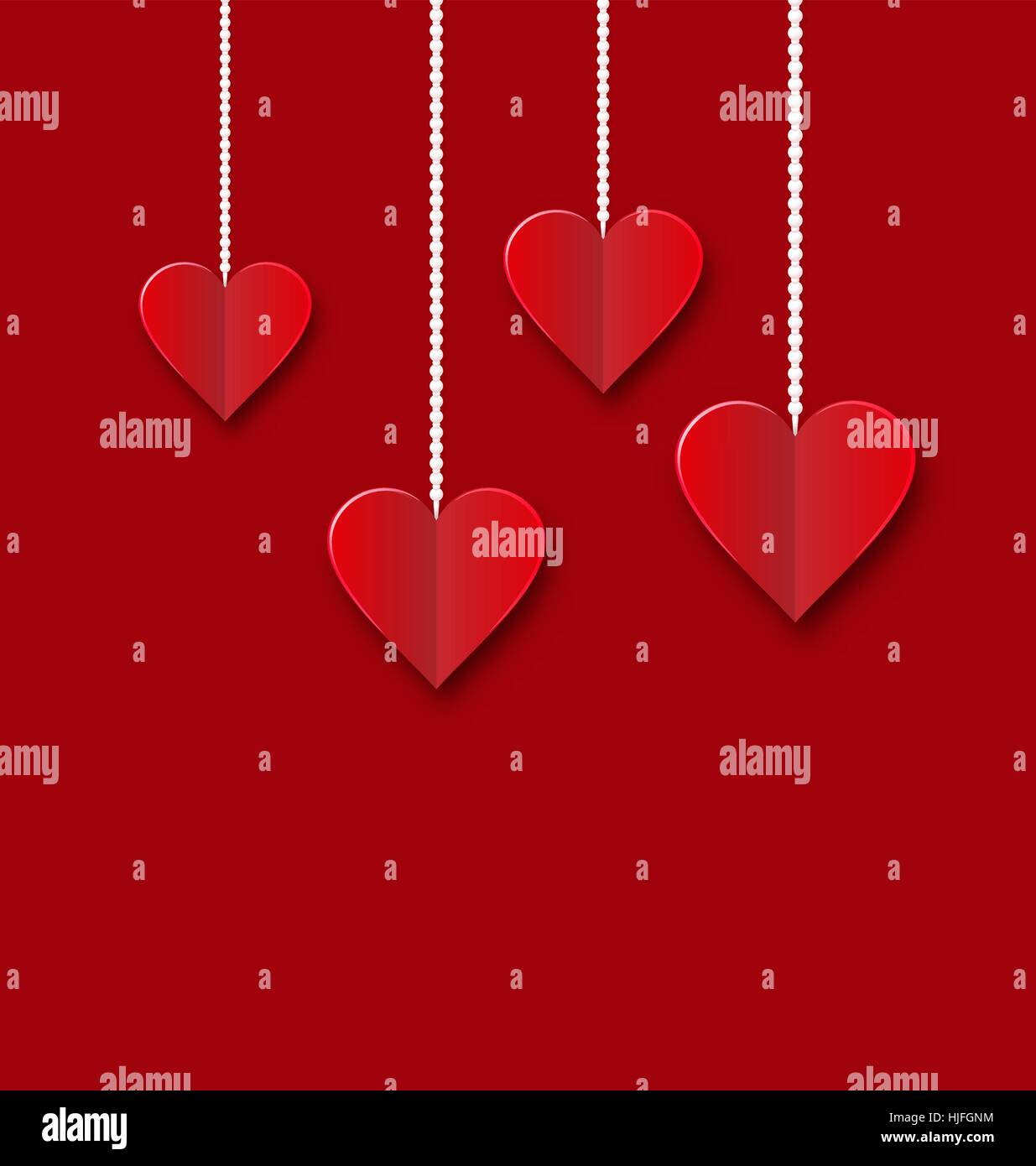 Background of hearts hanging on strings - Valentine s Day Stock Vector Image & Art - Alamy