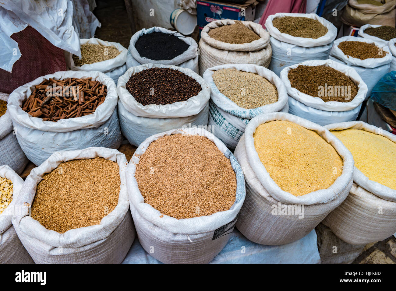 Herbs, spices and condiments on the eastern market Stock Photo - Alamy