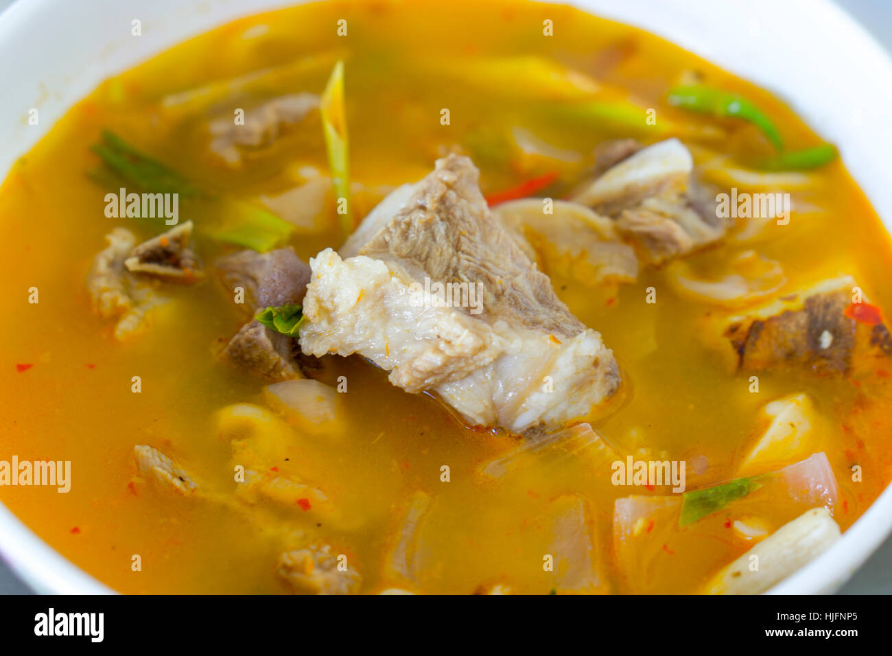 Pork Spare Ribs Spicy Soup with thai herbs(Tom Sab) form Thailand Stock ...