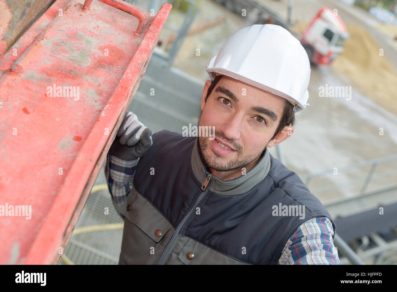 worker and steel frame Stock Photo - Alamy