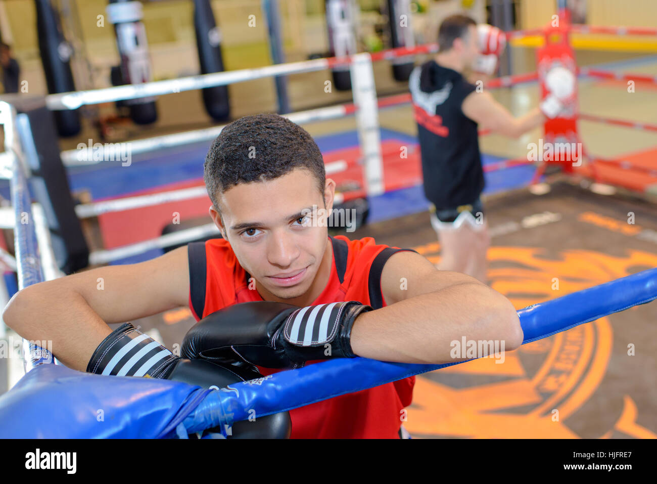 Two young men boxing in hi-res stock photography and images - Alamy
