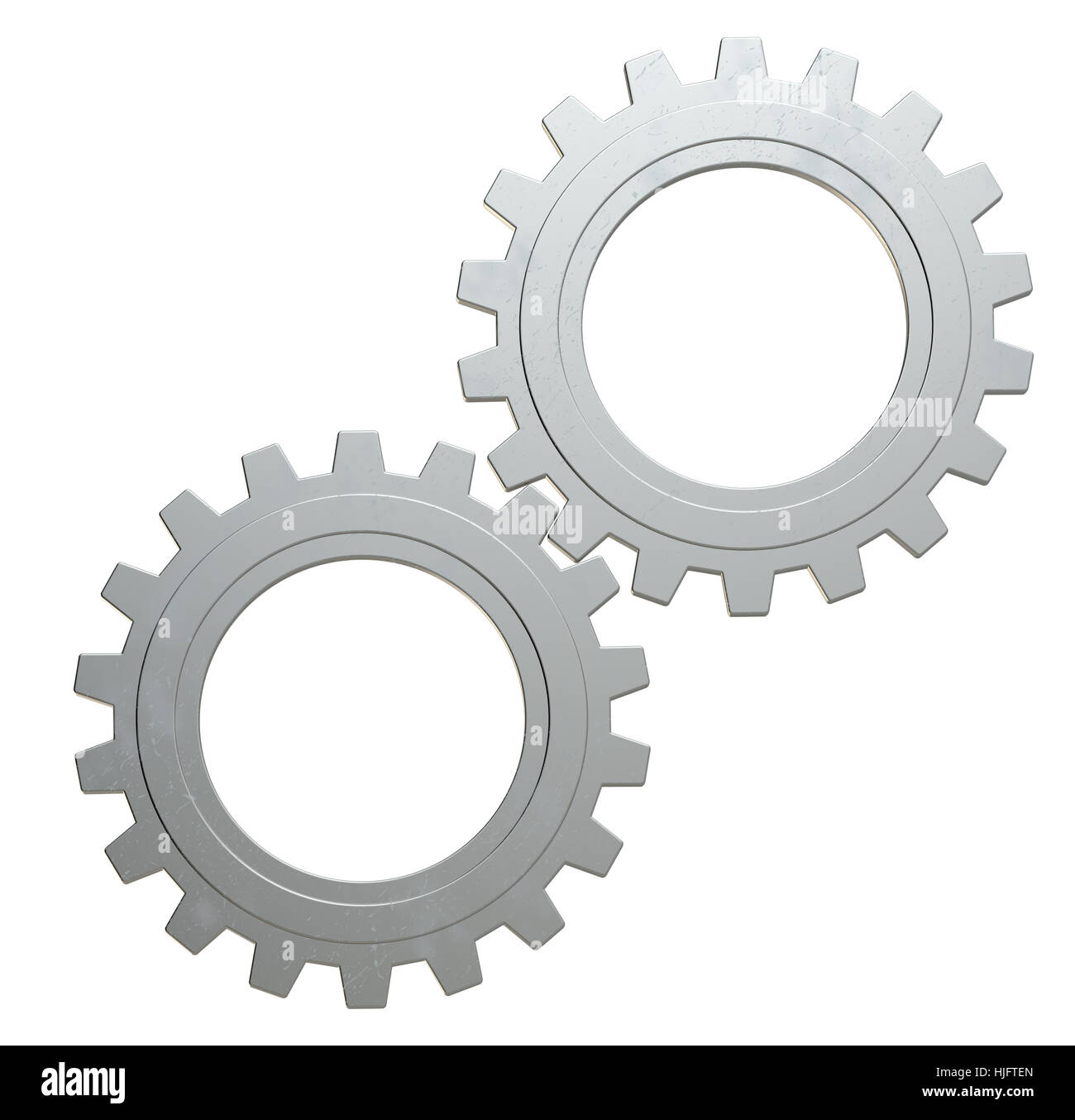 Two metal gears isolated on white background Stock Photo - Alamy