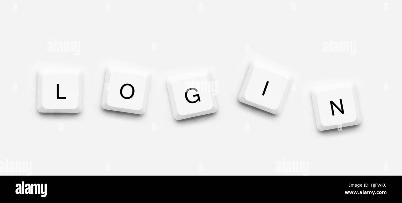 Buttons spelling out login against white background Stock Photo - Alamy