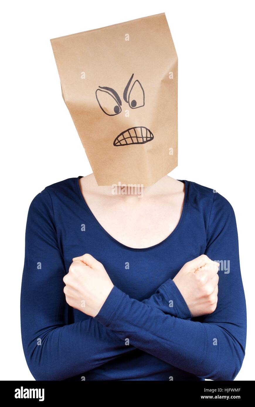 a angry looking person in self defence gesture, isolated Stock Photo ...