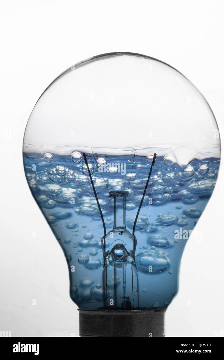Light bulb and blue water inside against white background Stock Photo ...