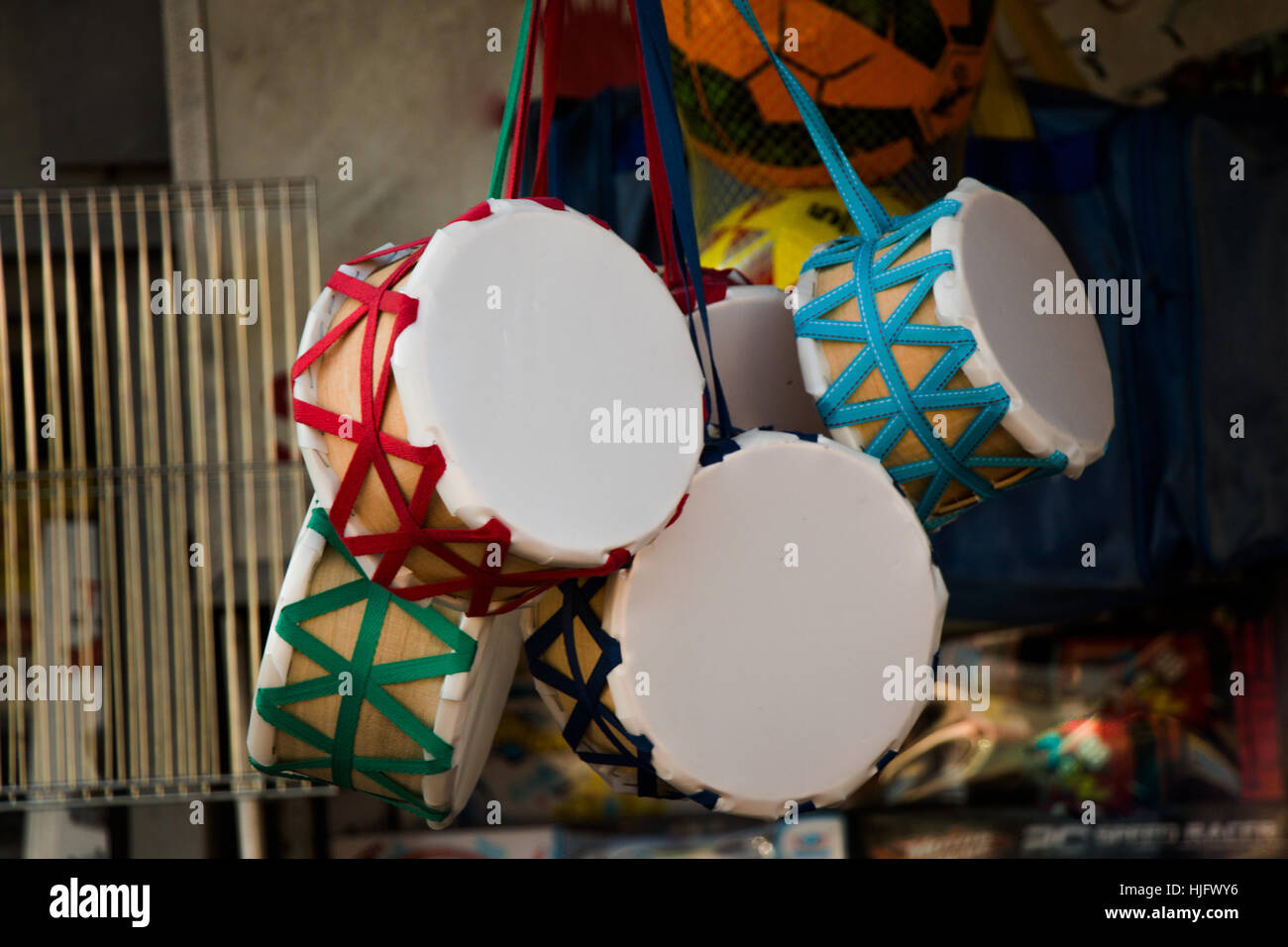 Traditional drums as an musical instrument in a market Stock Photo - Alamy