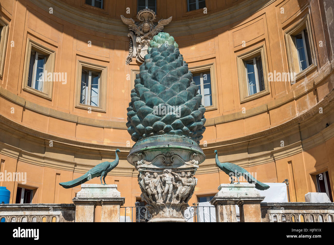 1st-century Roman bronze Pigna ("pine cone") in front of Cortile della ...