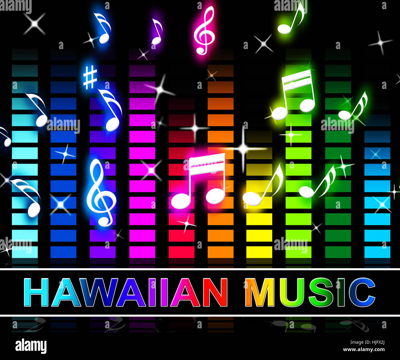 Hawaiian Music Equalizer Notes Shows Sound Track And Harmony Stock ...