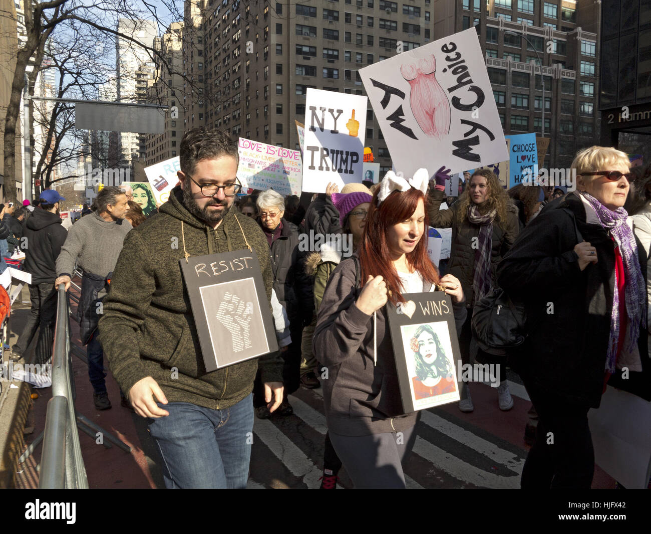 Women's March on New York City, January 21, 2017, Donald Trump's first ...