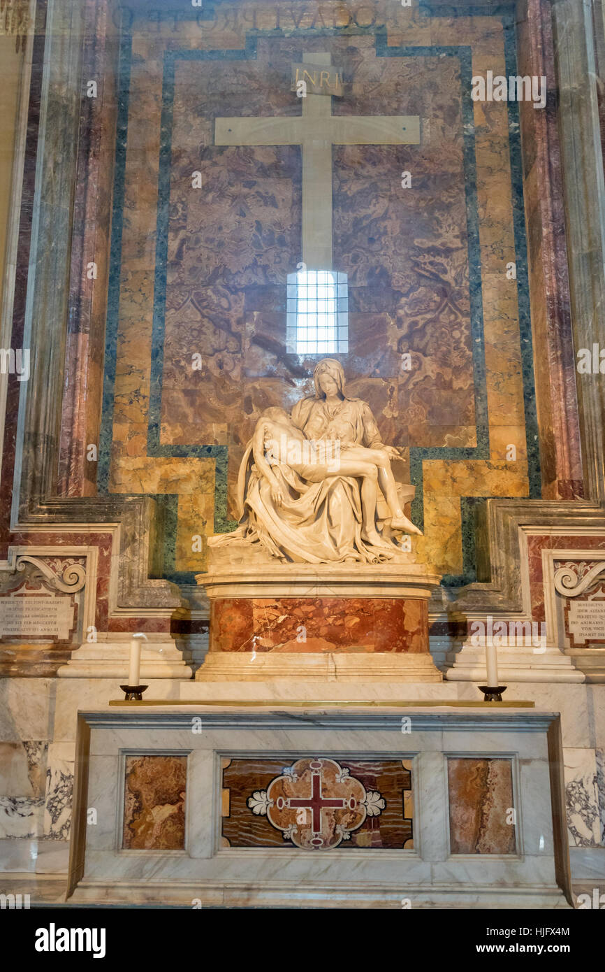 Detail with cross of interior of St. Peter's Basilica, Vatican, Rome ...