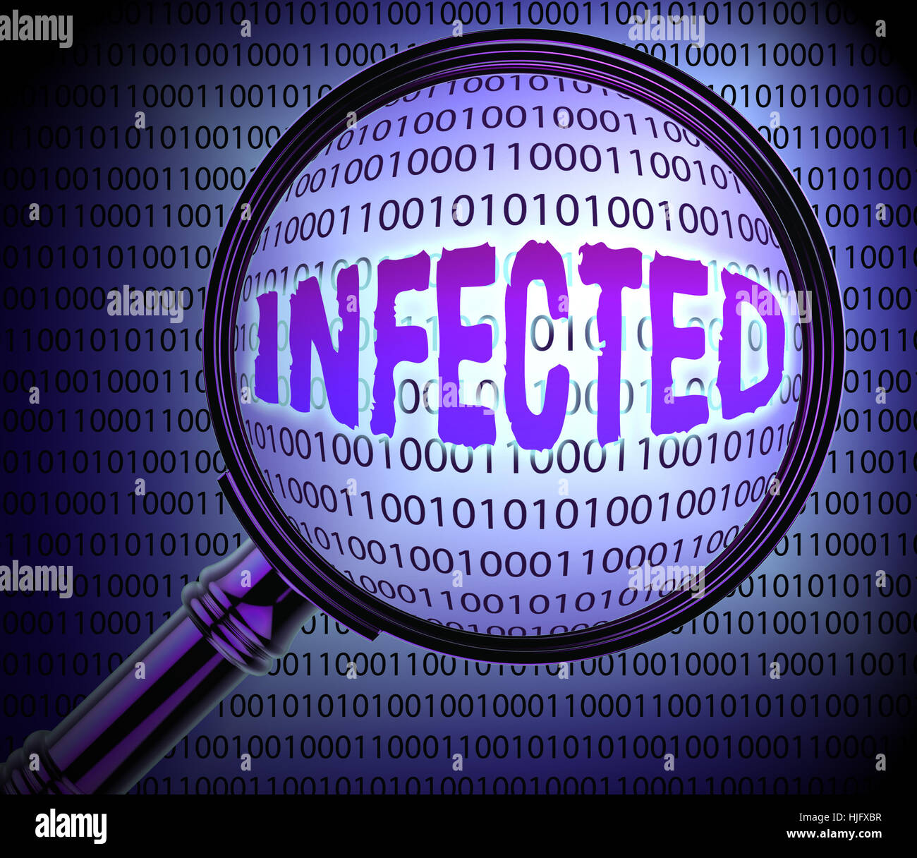 Infected Data Magnifier Representing Searching Online And Bytes 3d ...