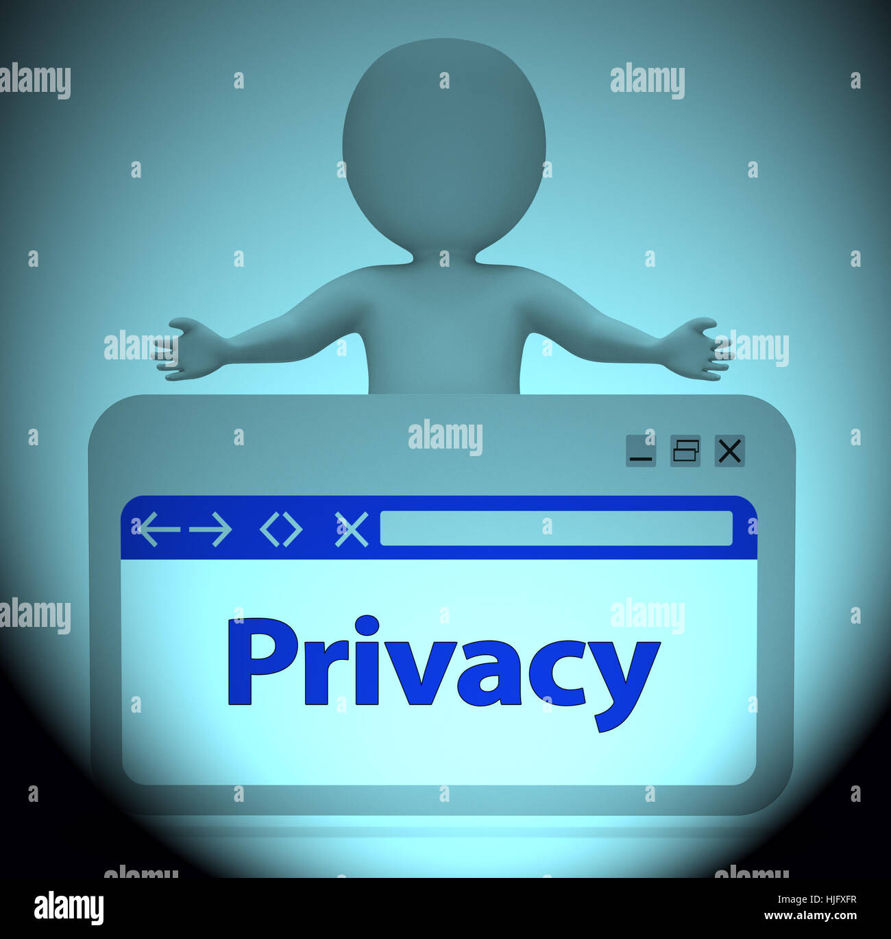 Privacy Webpage Character Showing Private Confidentially 3d Rendering ...