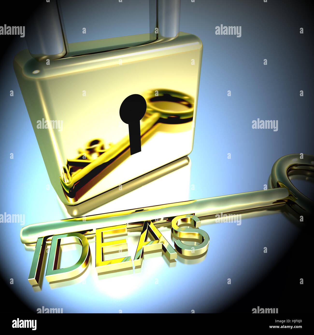 Padlock With Ideas Key Showing Improvement Concepts And Creativness 3d ...