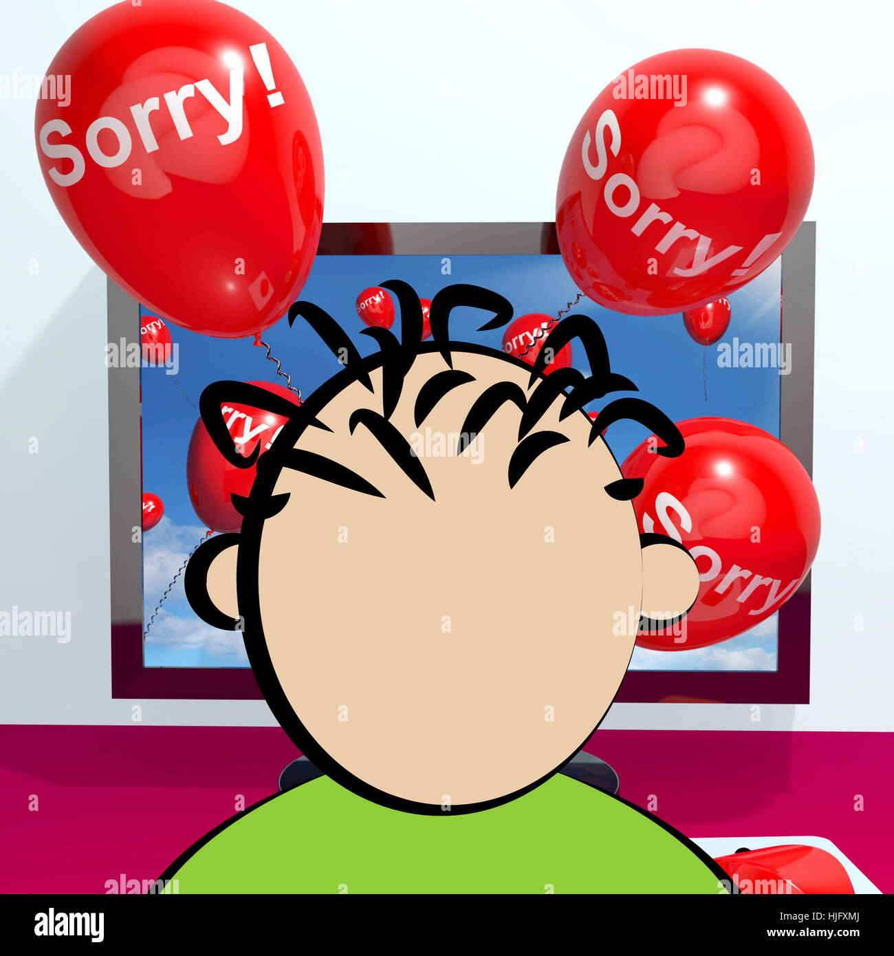 Sorry Balloons From Computer Shows Online Apology Regret 3d Rendering ...