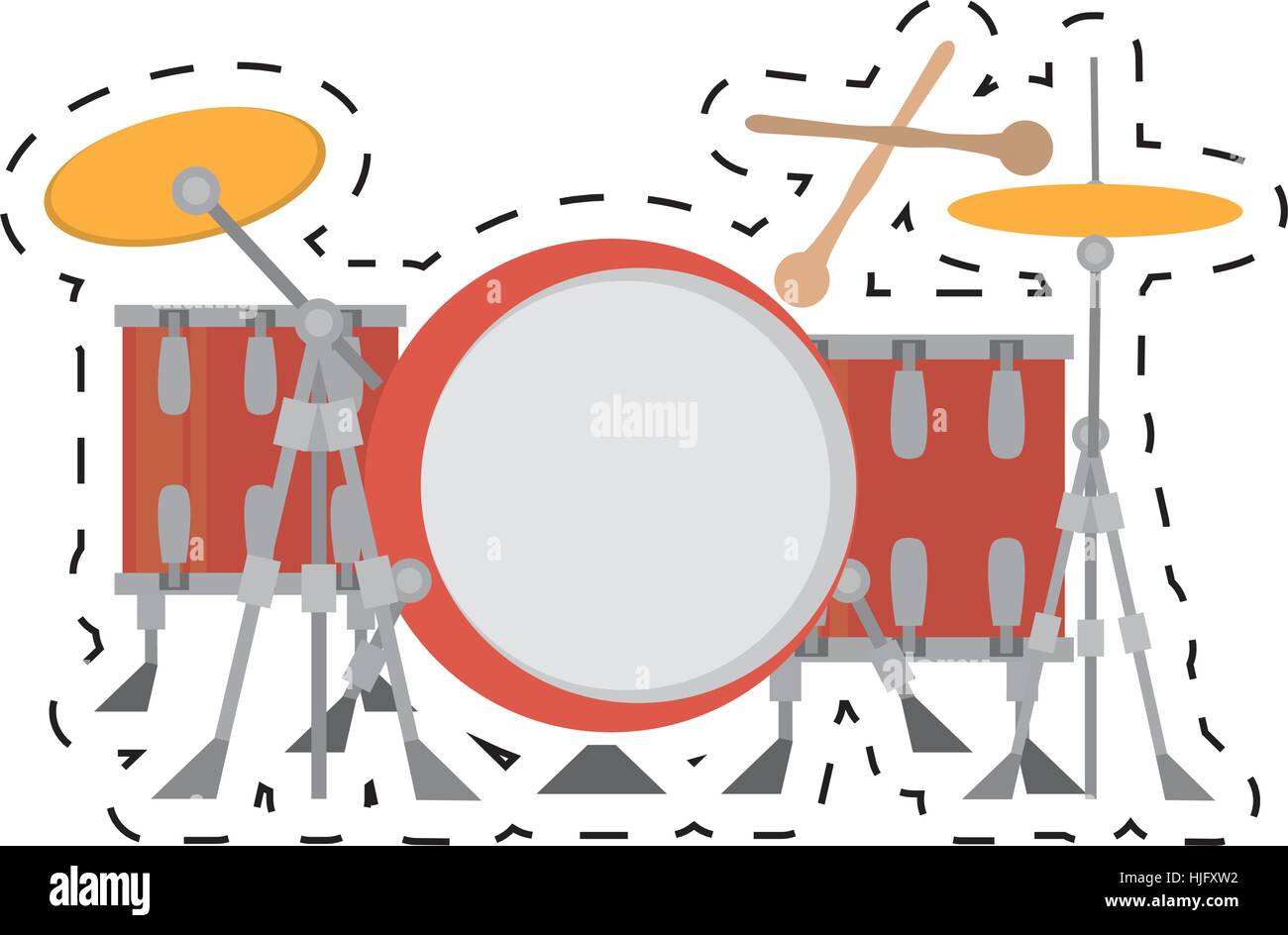drum kit precussion musical dotted line vector illustration eps 10 ...