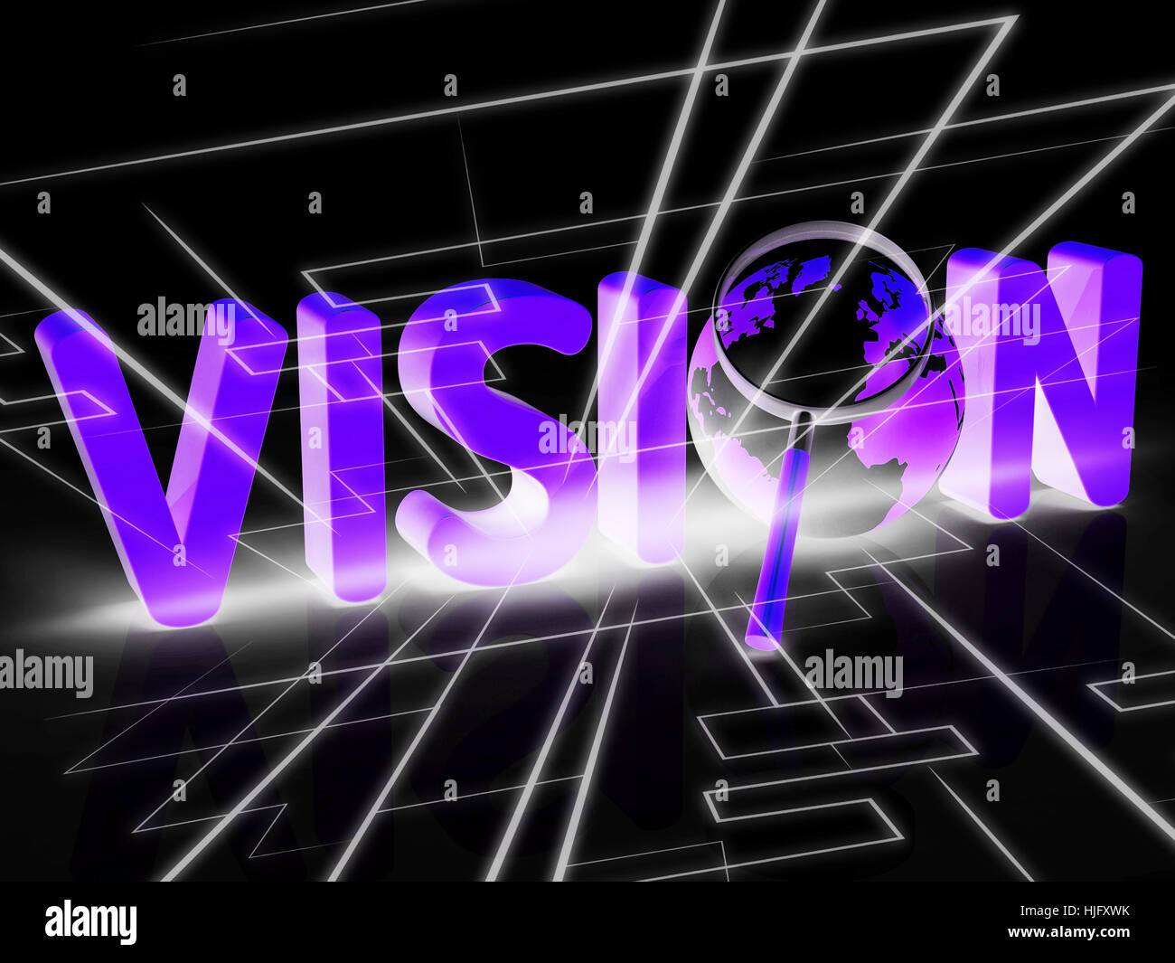 Vision Word With Globe Shows Missions Plan 3d Rendering Stock Photo - Alamy