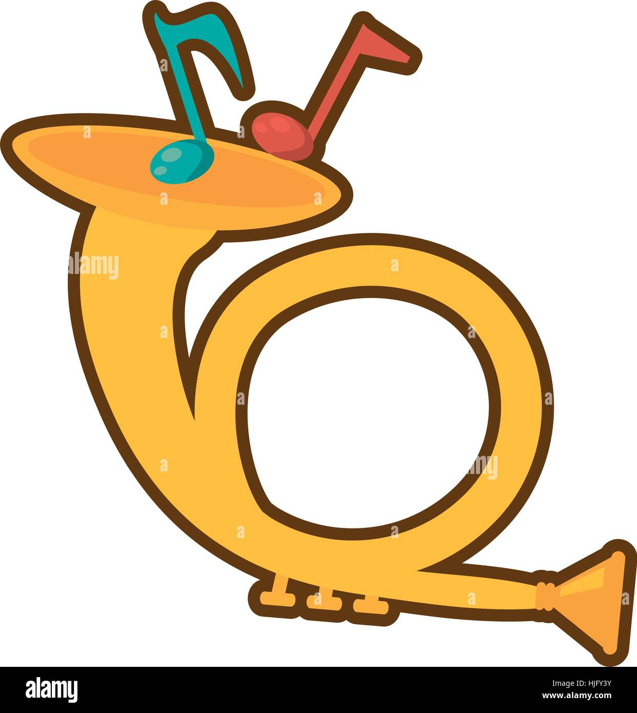 cartoon musical instrument french horn icon vector illustration eps 10 ...