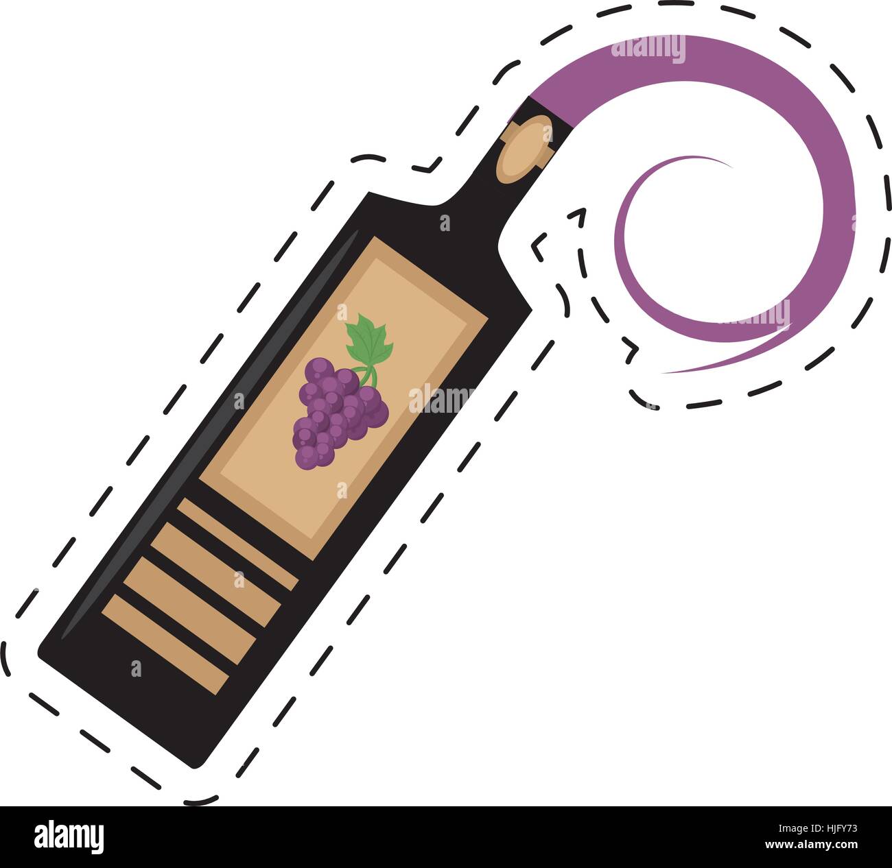 wine bottle grape sticker dot line vector illustration eps 10 Stock ...