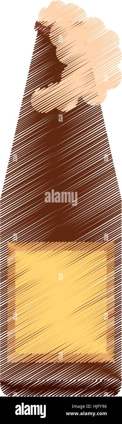 drawing alcohol bottle pouring liquid beverage vector illustration eps ...