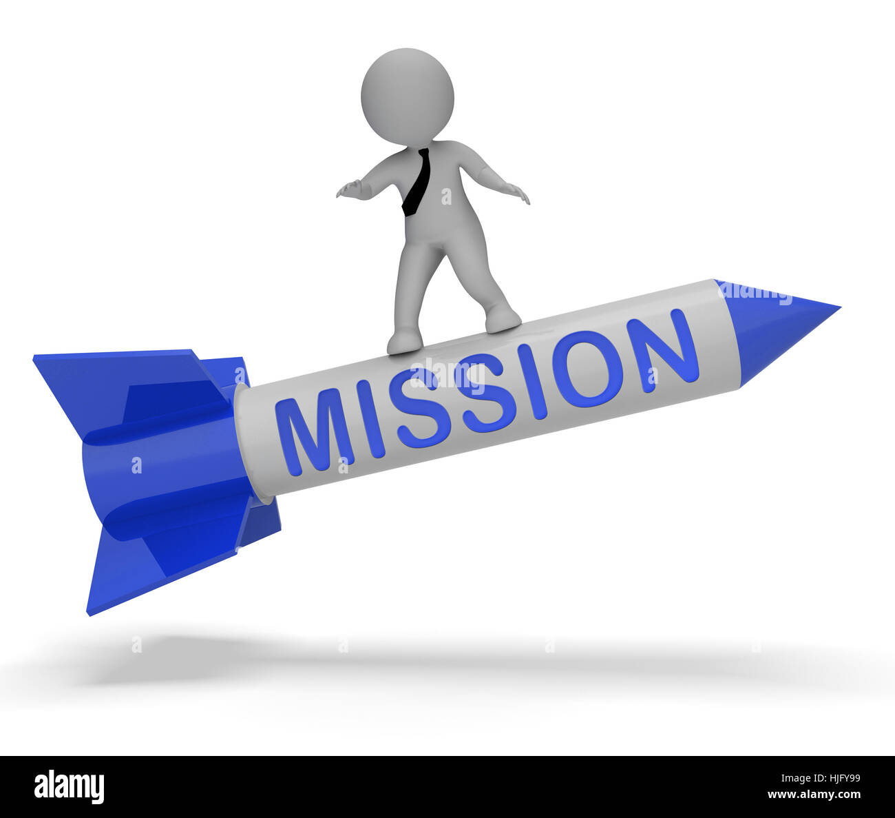 Mission Character On Rocket Means Goals Strategy 3d Rendering Stock ...