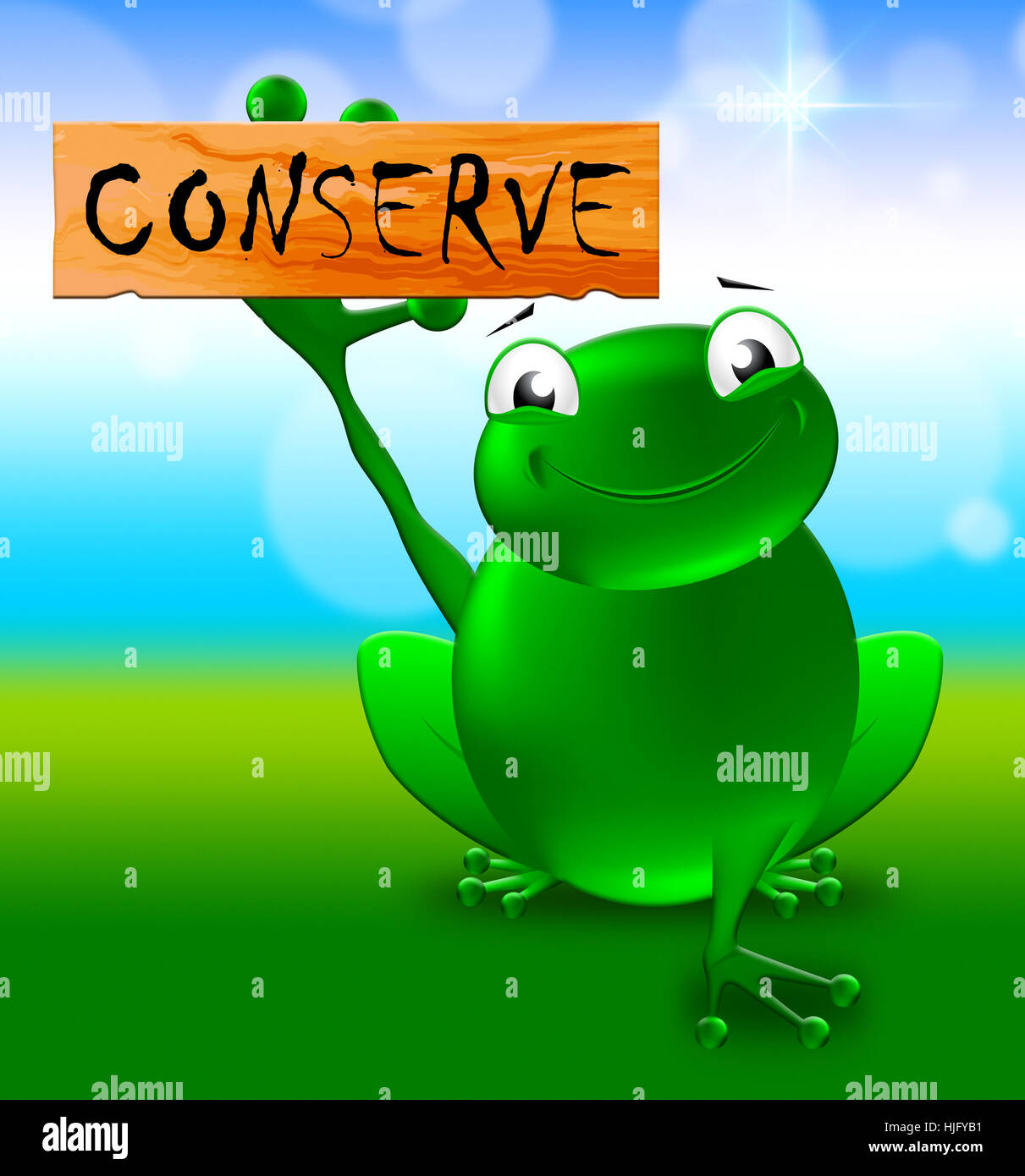 Frog With Conserve Sign Shows Natural Preservation 3d Illustration ...