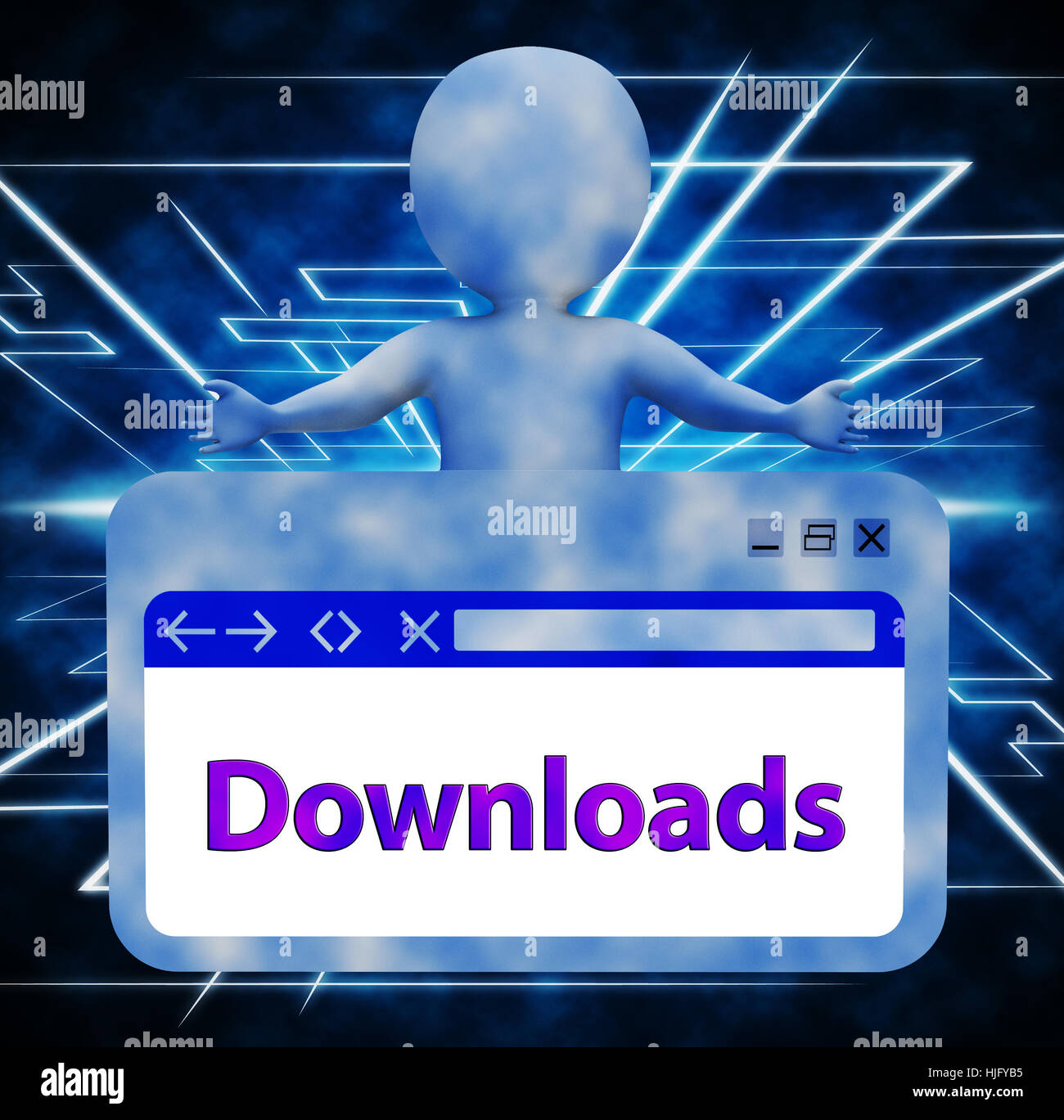 Downloads Webpage Character Representing Downloading Files 3d Rendering ...