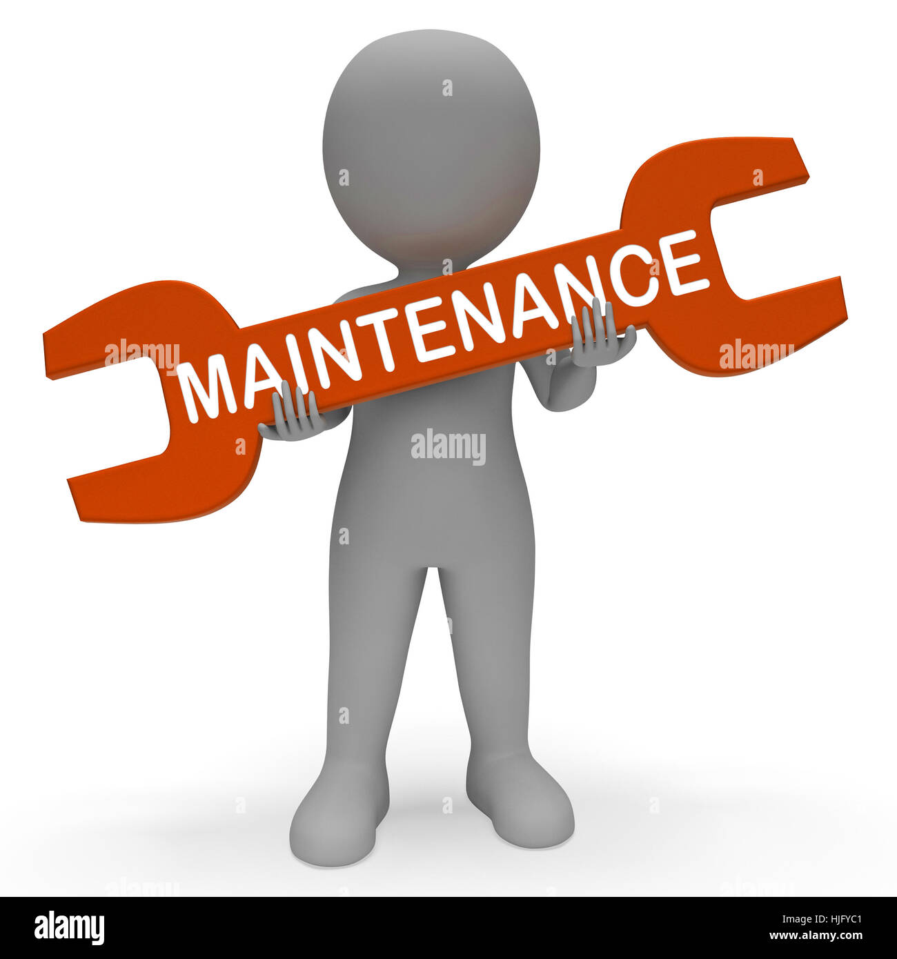 Maintenance Character with Spanner Shows Repair Fixing 3d Rendering ...