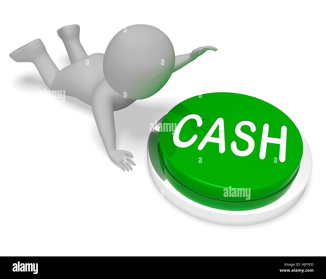Cash Character Pushing Button Represents Online Revenue 3d Rendering ...
