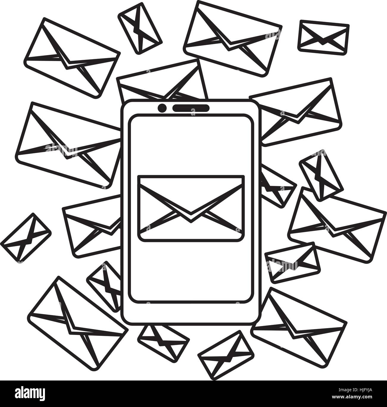 email related icons image simple black line vector illustration design ...