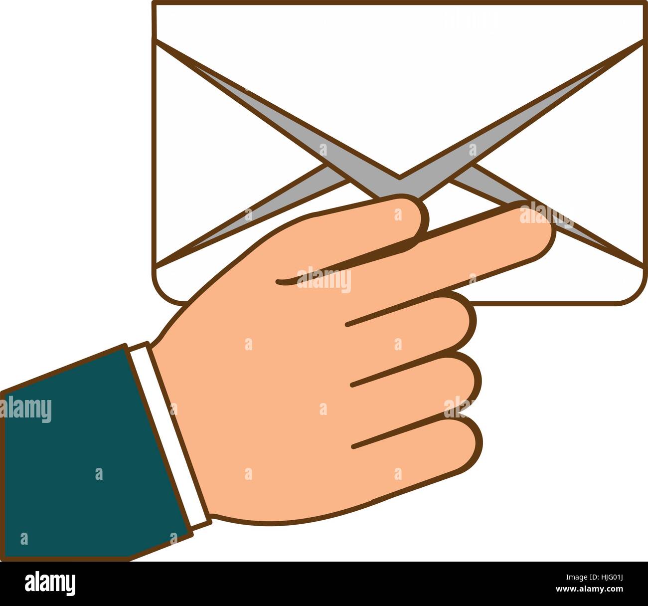 hand and message envelope mail icon image vector illustration design ...