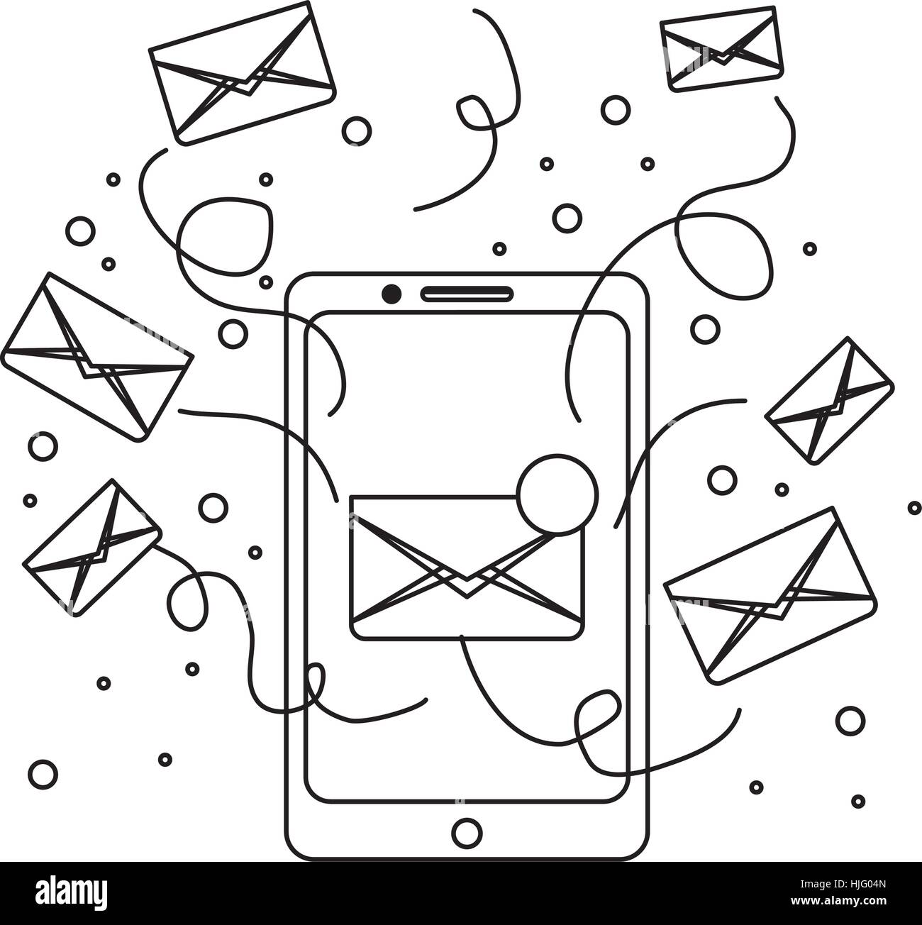 email related icons image simple black line vector illustration design ...