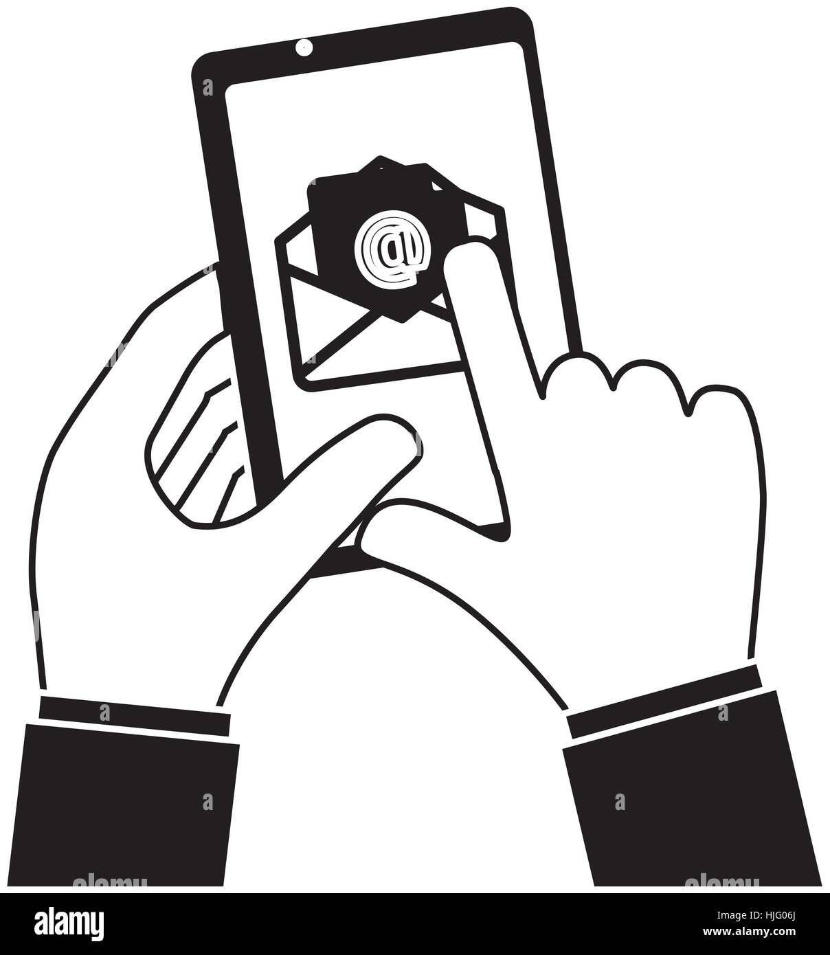 email related icons image black and white vector illustration design ...