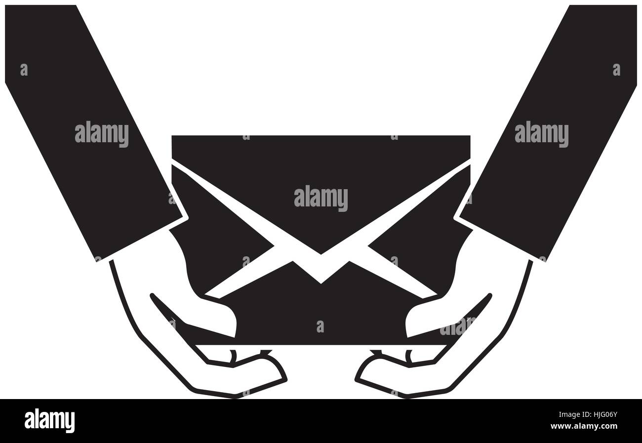 hand and message envelope mail icon image vector illustration design ...