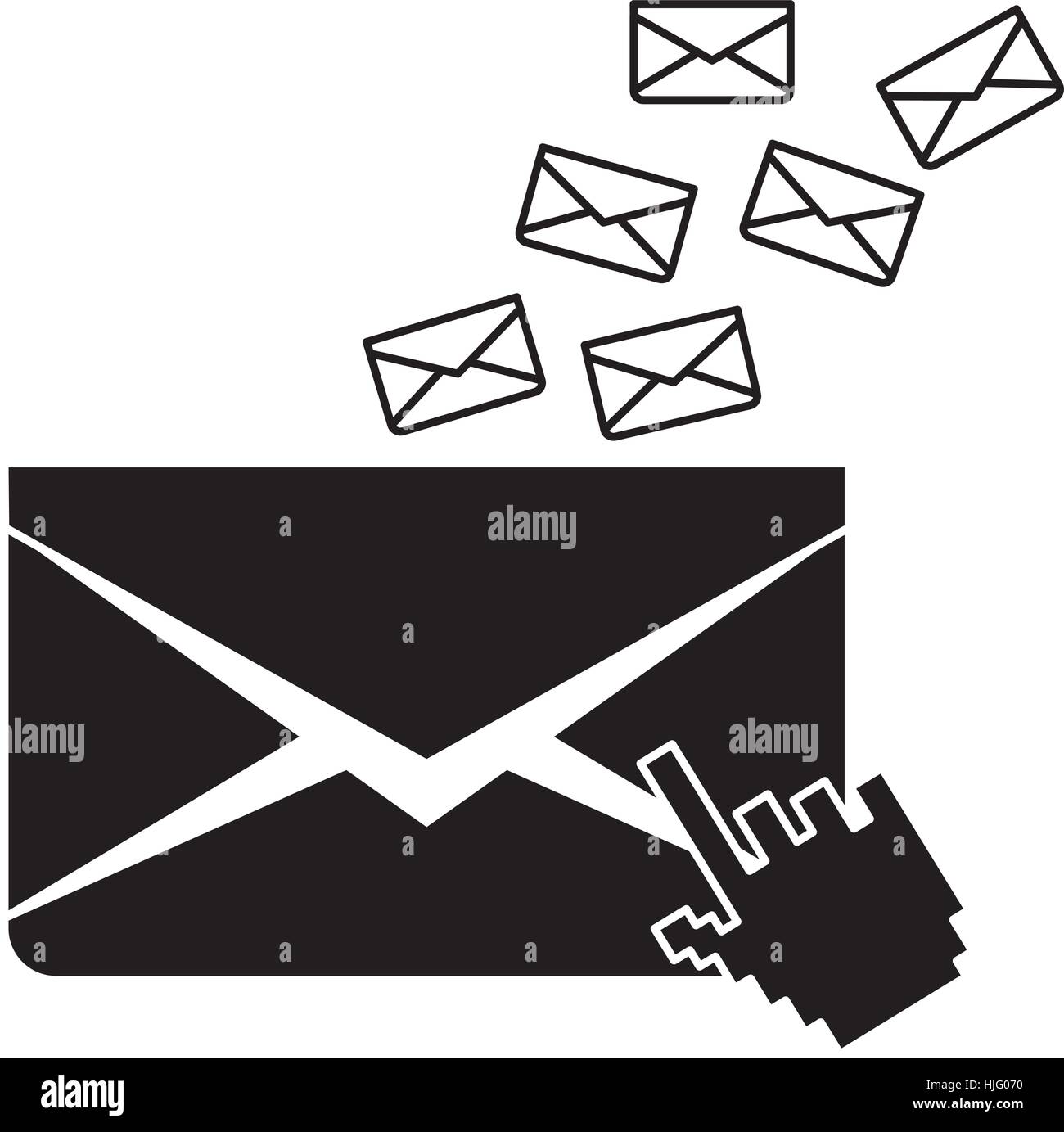 email related icons image black and white vector illustration design ...