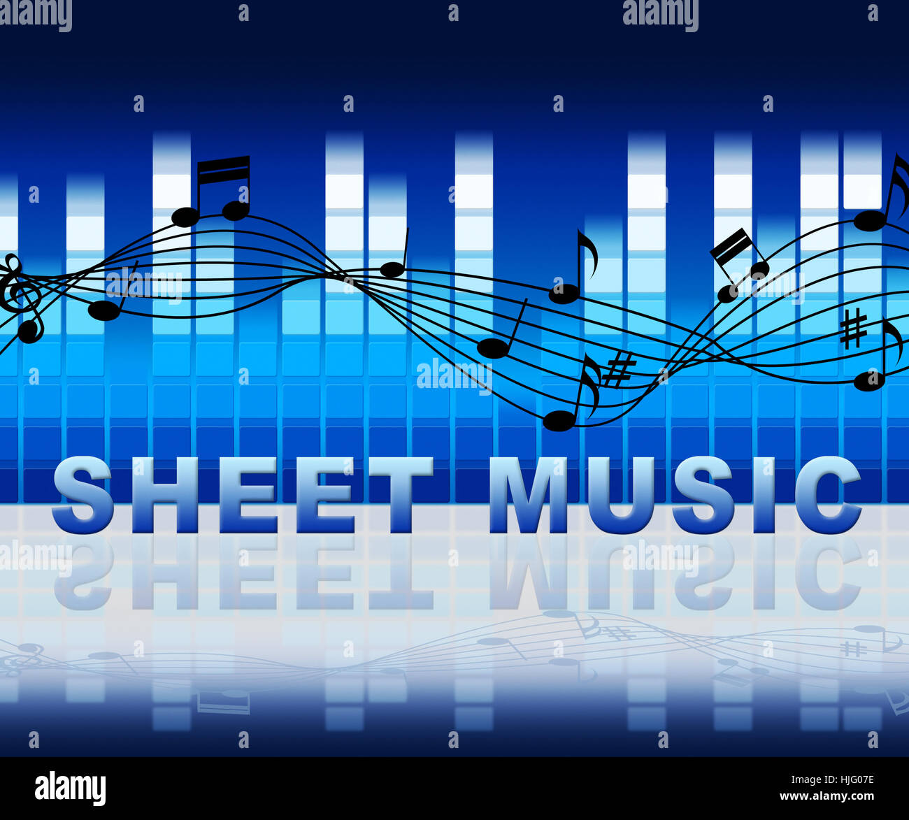 Sheet Music Notation With Notes And Equalizer Shows Music And Melodies ...