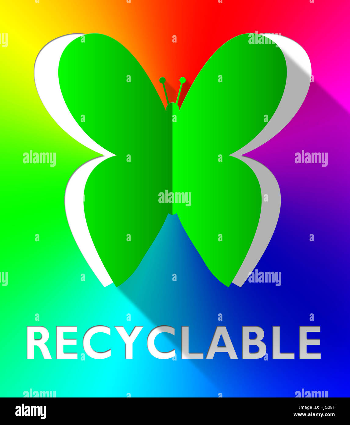 Recyclable Butterfly Cutout Shows Eco Friendly 3d Illustration Stock ...