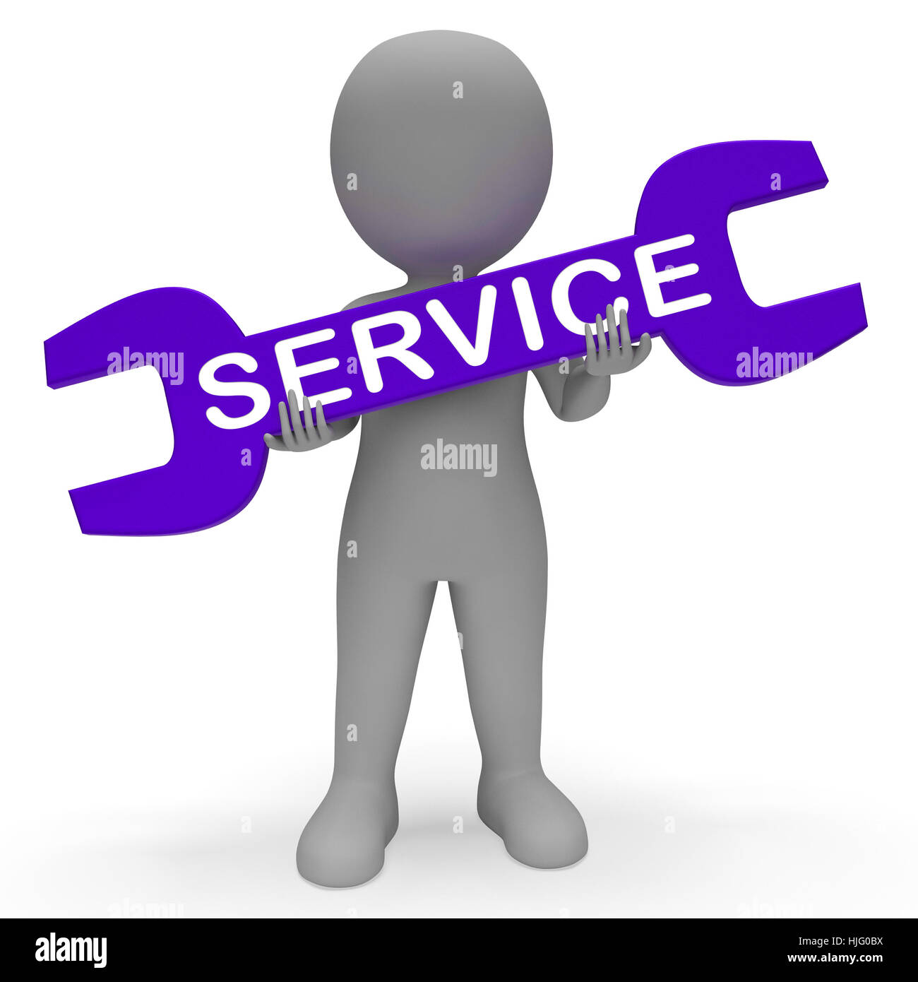 Service Character with Spanner Means Means Support Assistance 3d ...