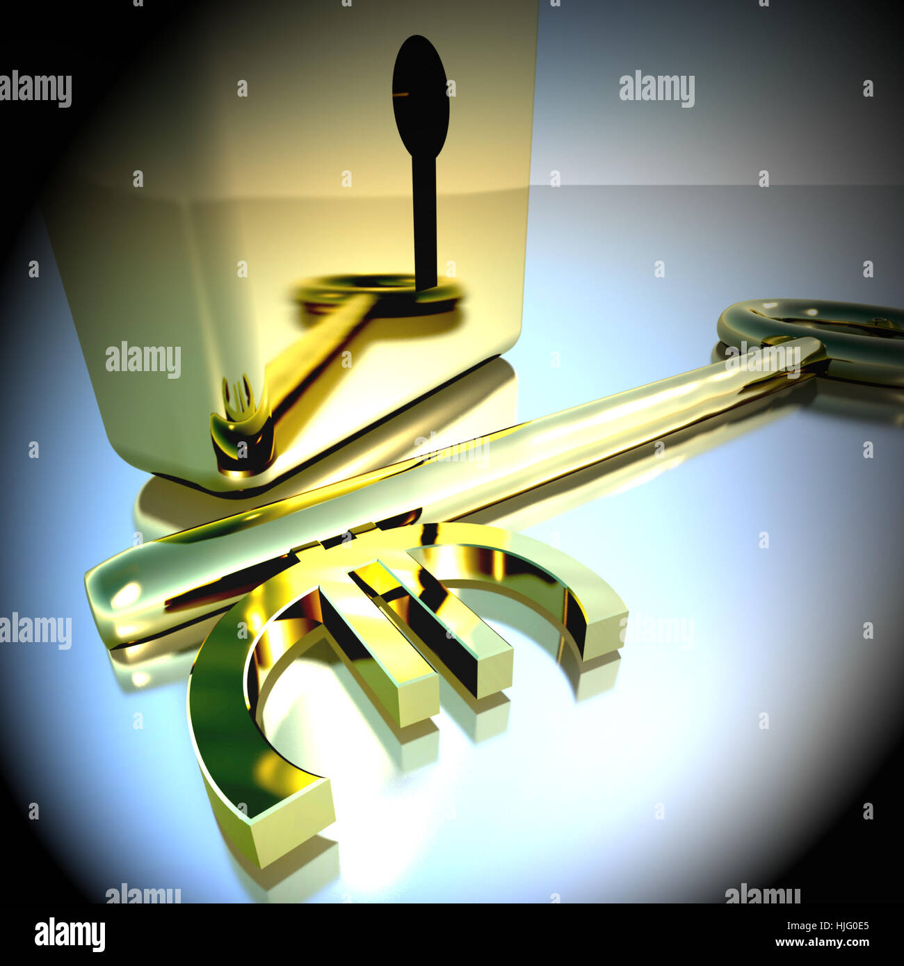 Euro Key With Gold Padlock Showing Banking Savings And Finances 3d ...