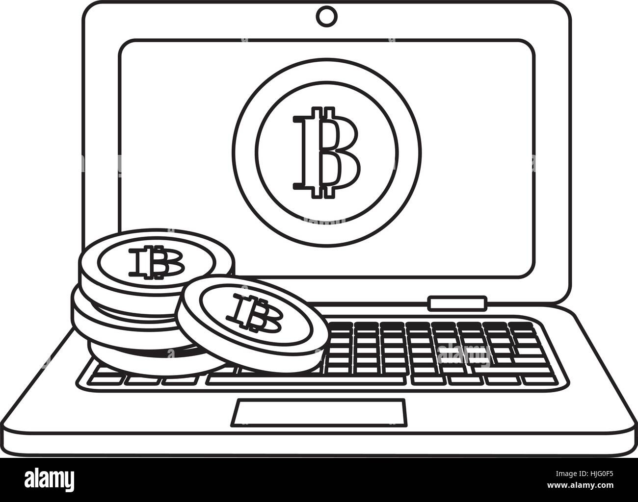 coin with letter b money related icon image simple black line vector ...