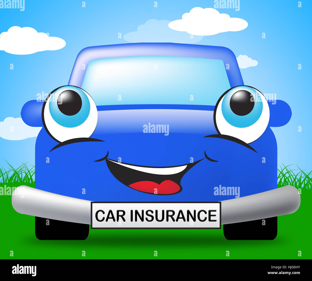 Car Insurance Smiling Vehicle Represents Auto Policy 3d Illustration ...