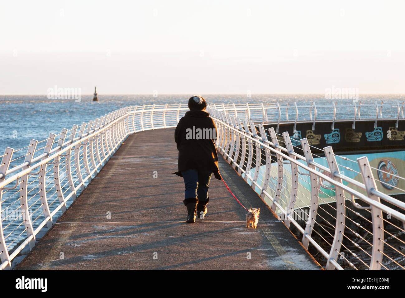 Woman and dog on pier hi-res stock photography and images - Alamy