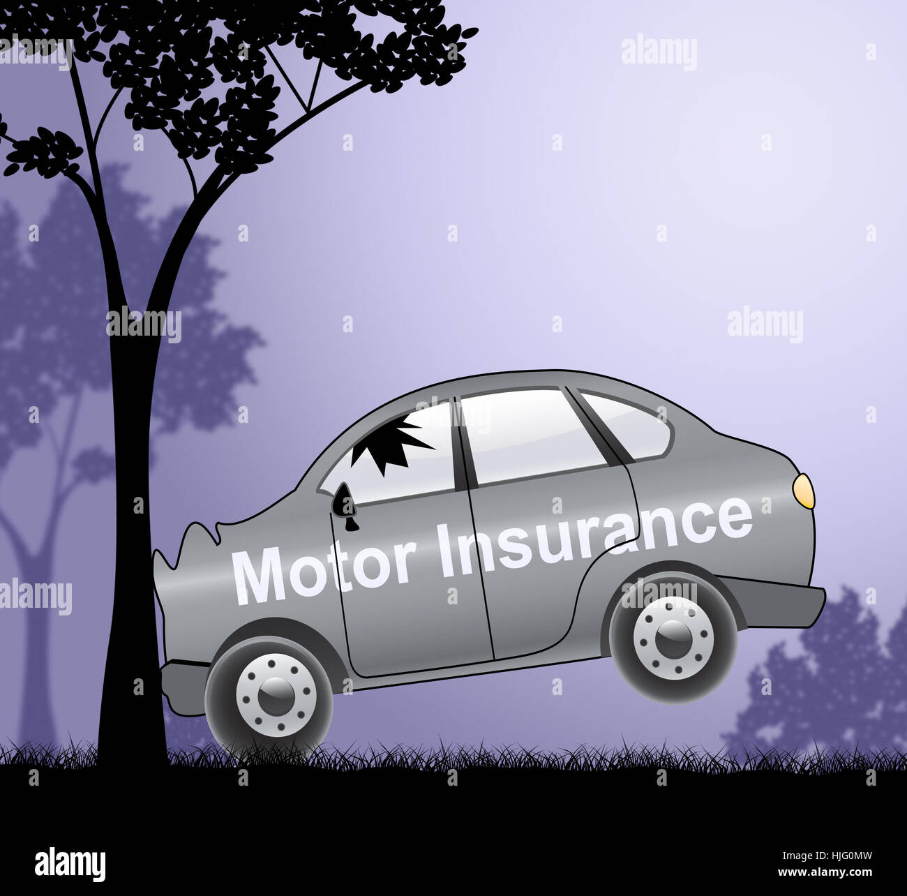 Motor Insurance Sign Crash Showing Car Policy 3d Illustration Stock ...