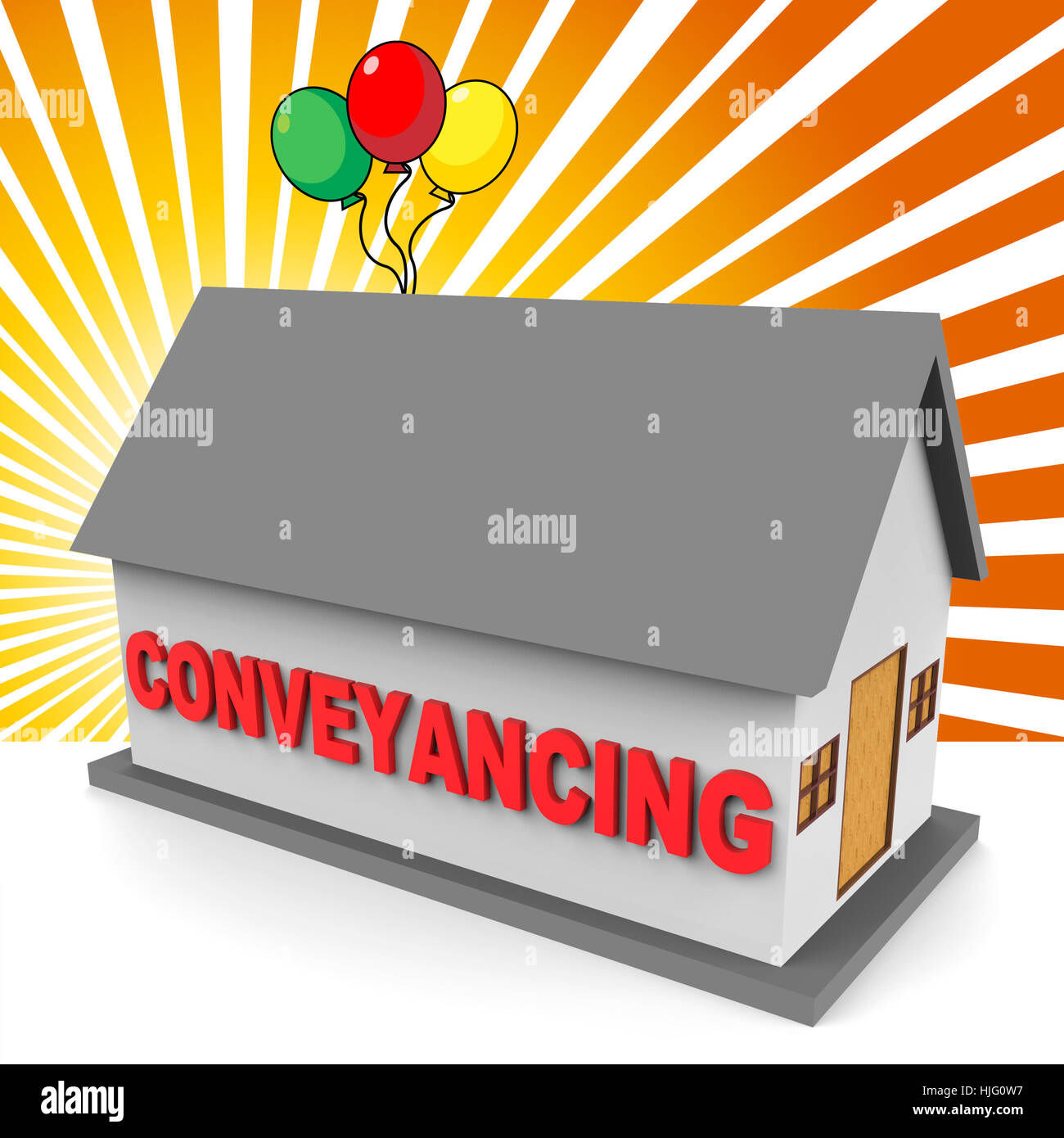House Conveyancing With Balloons Showing Home Conveyancer 3d Rendering ...