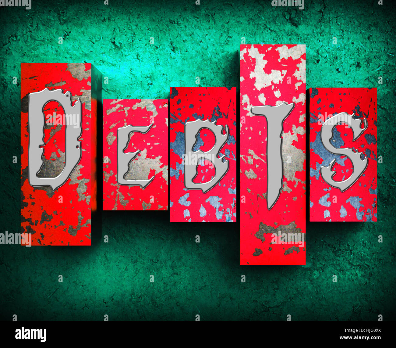 Debts Word Showing Bad Debt 3d Illustration Stock Photo - Alamy